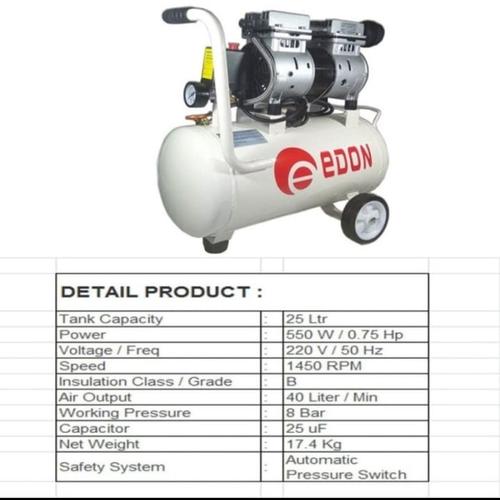 Jual Mesin Kompresor Pumpa ANGIN OILLES silent EDON ED550-50L KOMPRESOR ...
