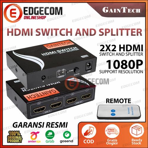 Jual HDMI Switch and Splitter 2x2 / 2in to 2out 1080P with Remote ...
