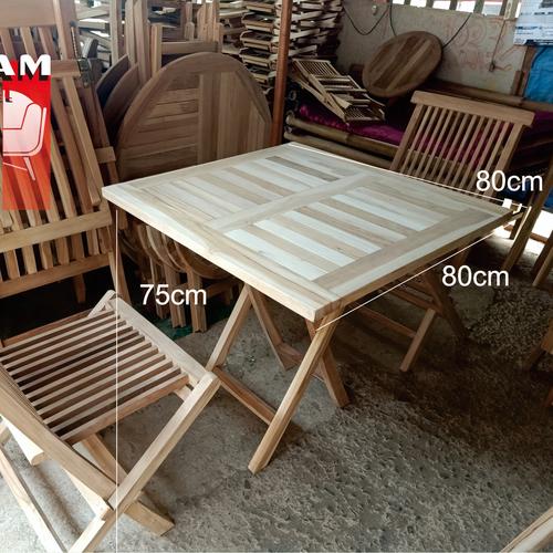 Jual meja lipat kayu jati,meja cafe resto ukuran 80x80 tinggi 75 - Kab ...