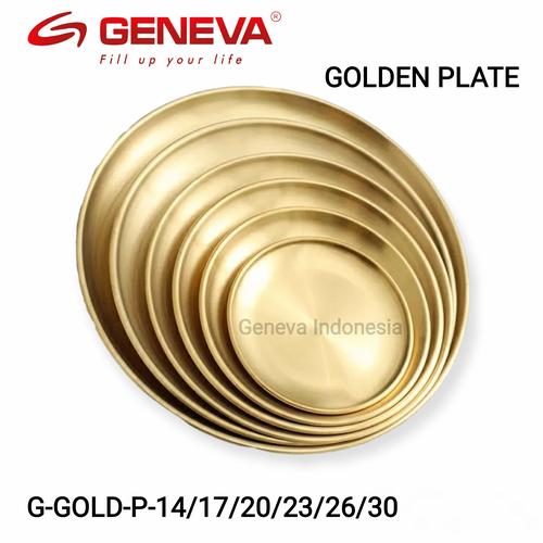Promo Piring Makan Bulat Stainless Steel Emas Korean Round Plate Gold ...
