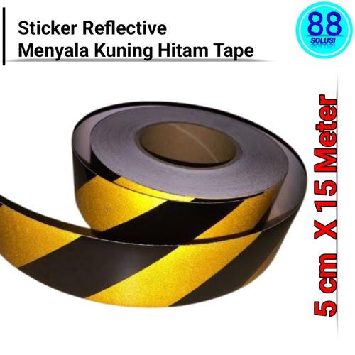 Jual Stiker Nyala Kuning Hitam Garis Miring Skotlet Pembatas Rambu 5cm ...