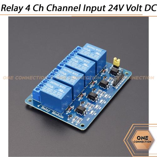 Jual Relay 4 Ch Channel Input 24V Volt DC with Optocoupler Output Up To ...