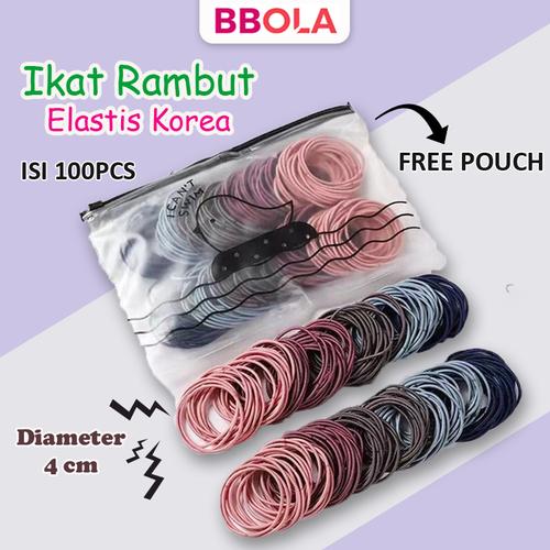 Jual 100PCS Ikat Rambut Kunciran Elastis Korea Free Pouch - Karet100 ...