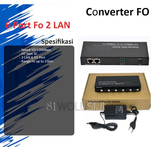 Jual Converter LAN to Fiber Optic 10/100mbps - 6 port Fiber Optic 2 LAN ...