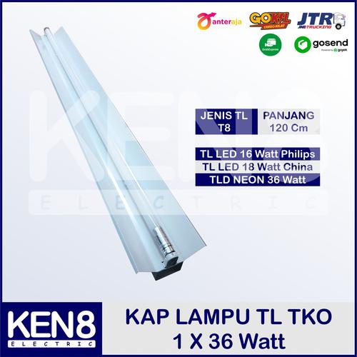 Jual Kap Lampu TL TKO 1 x 36 Watt | 1 x 16 Watt LED - Dengan Fitting ...