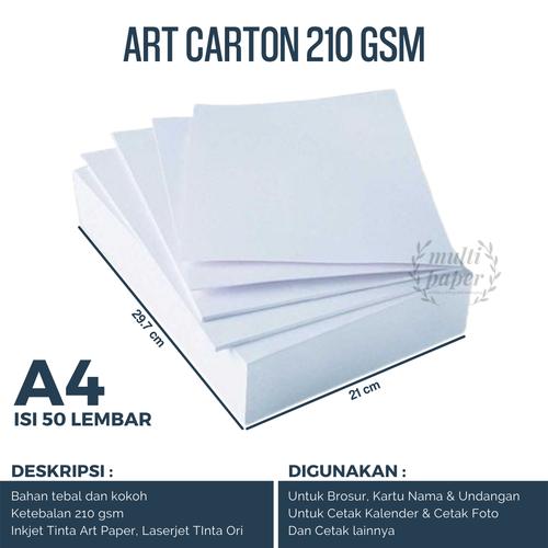 Jual Art Carton 210 gsm A4 isi harga 50 lembar / Art Carton A4 210 gsm ...