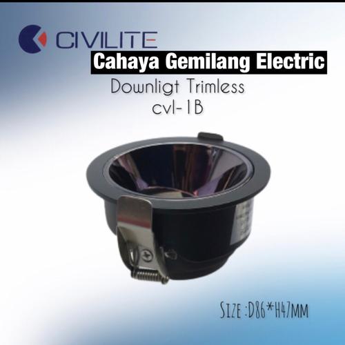 Jual Kap lampu mr16 civilite downlight trimless cvl-1b black hitam spot ...