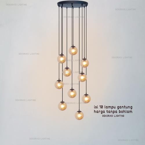 Jual Lampu gantung void tangga 10in1 12in1 model kaca bulat e27 minimalis - Jakarta Pusat ...