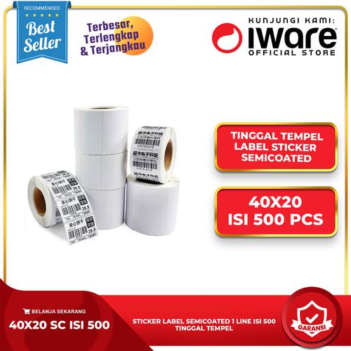 Jual LABEL PRINTER BARCODE 40X20mm 1 LINE SEMICOATED / THERMAL ISI 500 ...