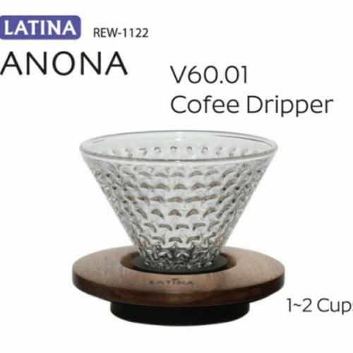 Jual Latina Anona V60-01 Glass Coffee Dripper Kaca 1-2 cups Kayu ...