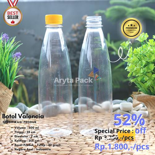 Promo Botol plastik PET 500ml valencia minuman jus susu kopi tutup LN ...