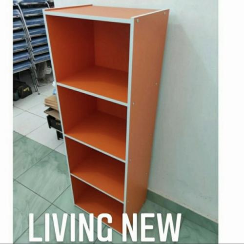 Jual Rak Serbaguna Minimalis 4 Susun / Rak Buku / Rak Mainan - Orange ...
