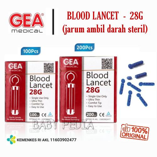 Jual GEA Blood Lancet / Jarum Lancet / Jarum Ambil Darah GEA 28G - 100% ...