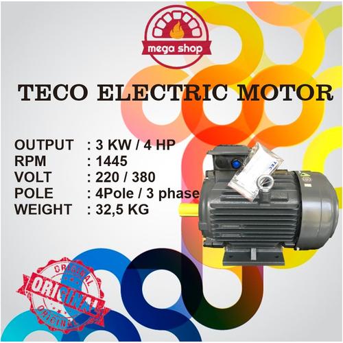 Jual ELECTRIC MOTOR TECO 3KW, 4HP 4POLE - FOOT MOUNTED - Jakarta Pusat - Mega_shop2019 | Tokopedia
