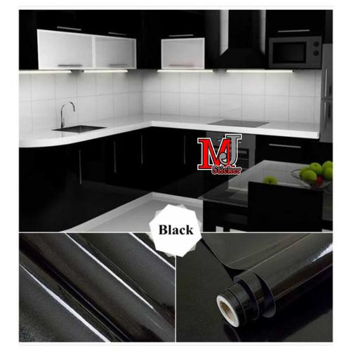 Jual stiker hitam glossy dan doff wallpaper dinding kamar tidur lemari ...