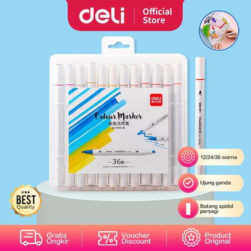 Jual Deli spidol desain profesional 24 warna ujung ganda 70700-24 - Kab ...