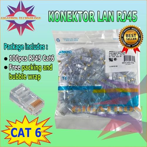 Jual RJ45 CAT6 KONEKTOR RJ45 CAT 6 AMP CONNECTOR RJ45 CAT 6 KONEKTOR LAN - CAT6 100PCS - Kota ...