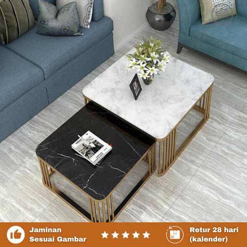 Jual Coffee Table Meja Tamu Kopi Modern Minimalis Besi Marmer Carrara ...