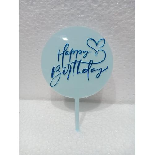 Jual CAKE TOPPER BULAT warna BIRU tulisan "HAPPY BIRTHDAY" (SATUAN ...