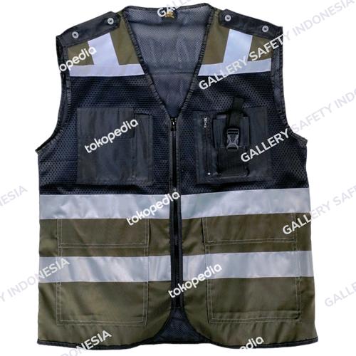 Jual SAFETY VEST/ROMPI SAFETY BAHAN TASLAN KOMBINASI JARING HITAM/ABU ...