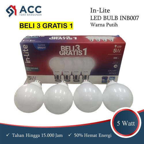 Jual PAKET MURAH BELI 3 GRATIS 1 InLite Bohlam LED Bulb 5 Watt INB007 ...