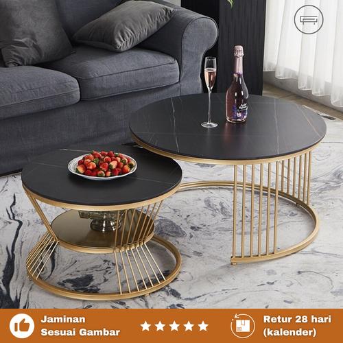 Jual Meja Tamu Coffee Table Marmer - Meja Kopi Besi Minimalis Susun ...