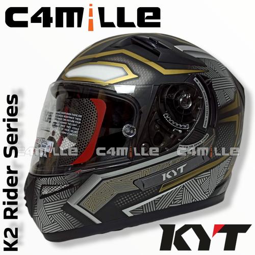 Promo HELM KYT K2 RIDER BLACK PANTHER #1 BLACK DOFF GOLD DOUBLE VISOR ...