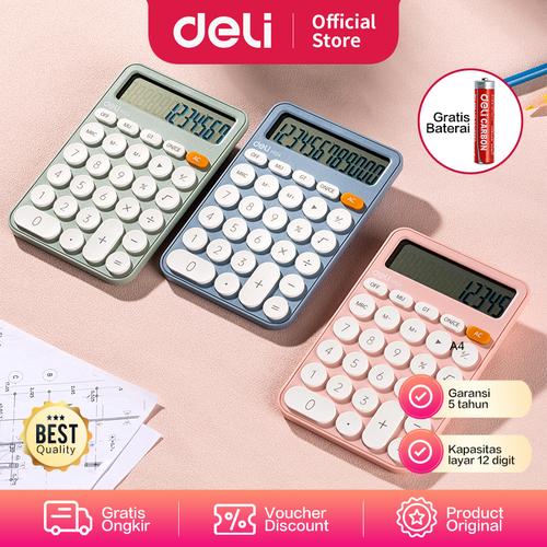 Jual Deli Calculator / Kalkulator Portable Pastel Garansi 5 Tahun EM124 ...