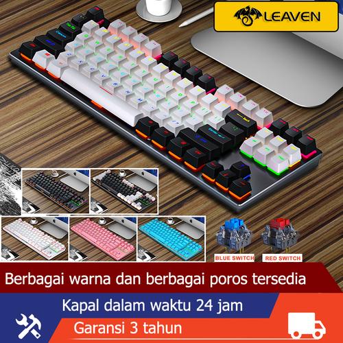 Jual LEAVEN K550 keyboard mechanical gaming hotswap tkl RGB USB - Putih ...