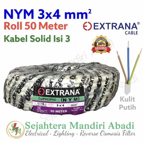 Jual Kabel Listrik NYM 3x4 Extrana 50 meter Kawat Solid Isi 3 Kulit ...