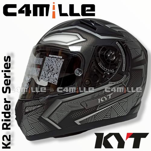 Promo HELM KYT K2 RIDER BLACK PANTHER #1 BLACK DOFF SILVER DOUBLE VISOR ...