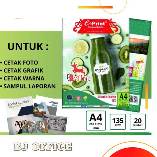 Jual Kertas Glossy Sticker Eco E-print A4 135gsm Eco Glossy Sticker ...