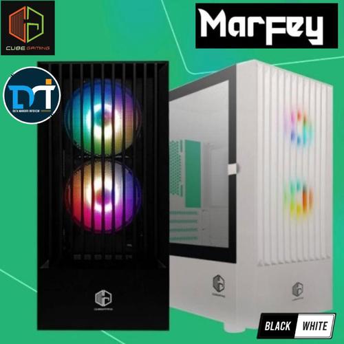 Jual Cube Gaming Marfey - Tempered Glass m-ATX Gaming Case - White ...