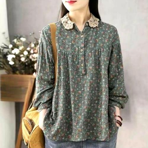 Jual Atasan Blouse Vintage Floral Loose Oversize Korean Look Casual Top ...