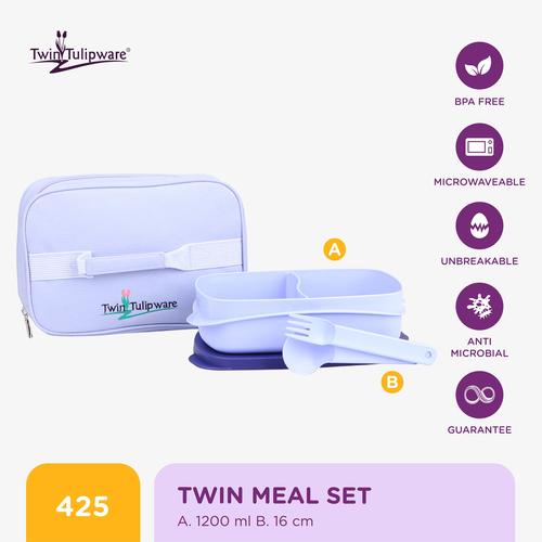 Jual Kotak Makan Twin Tulipware Twin Meal Set - Grey Magenta - Kota ...