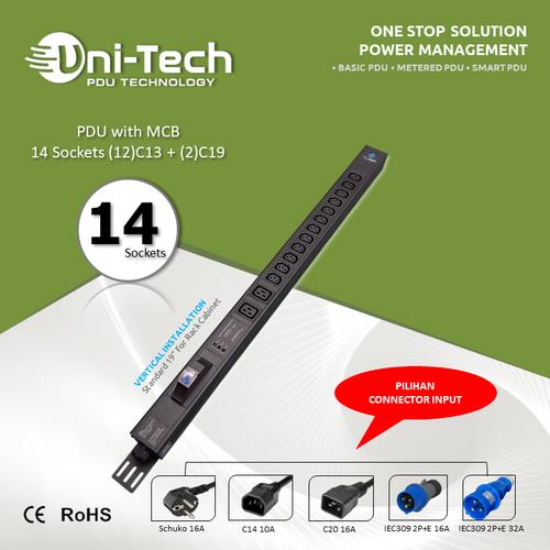 Jual rPDU 14 Sockets Mix. C13 + C19 with MCB, Input - Schuko 16A - Kota ...