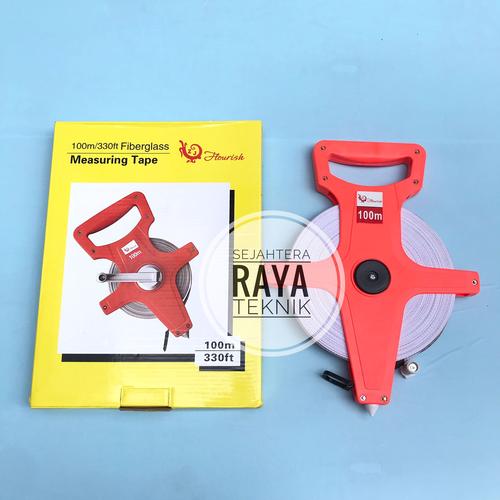 Jual meteran tancap tanah 100m fiber/fibre measure roll gulung 100 ...
