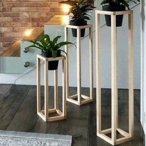 Jual standing pot kayu T 70 cm / rak kayu jati belanda / dekorasi ...