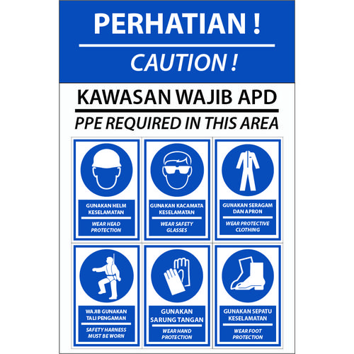 Jual Sign Akrilik Kawasan Wajib APD (Dua Bahasa) ukuran A4 - Jakarta ...