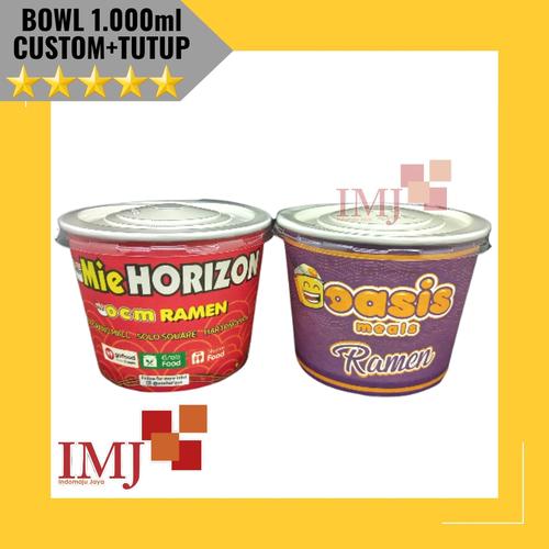 Jual CETAK PAPER BOWL 1.000ML FULL COLOR DAN TUTUP SABLON PAPER BOWL ...