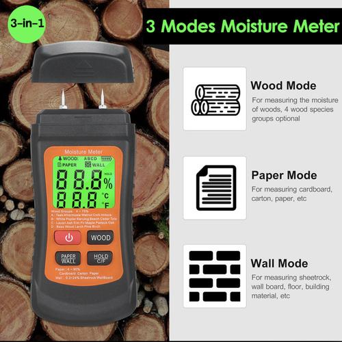 Jual MT102 Moisture Meter 3in1 Wood Paper Wall Hygrometer Digital ...