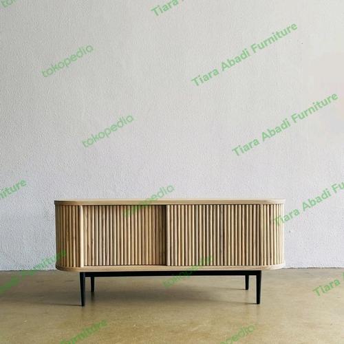 Jual partisi bufet tv minimalis modern kayu jati motif salur/ rak tv ...