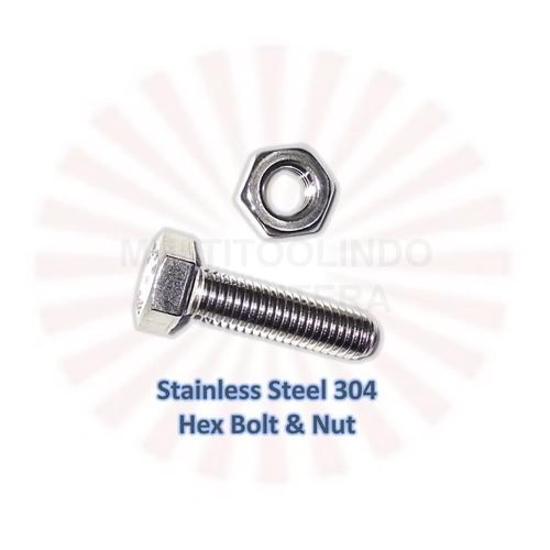 Jual Baut Mur Stainless Steel M8 x 50 SS 304 Hex Bolt Nut BMSS M8x50 ...