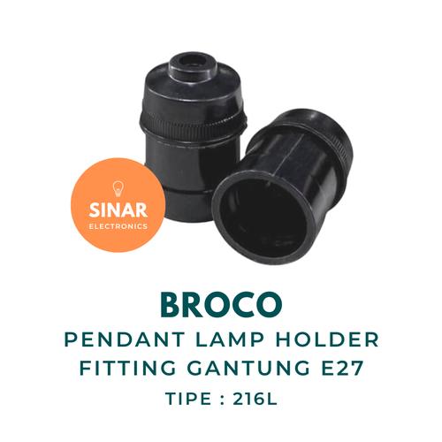 Jual Fitting Gantung / Pendant Lamp Holder BROCO 216L E27 Hitam - Kota ...
