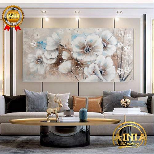 Jual lukisan abstrak Bunga timbul ukuran 60 x 120 Cm NO BINGKAI - Kab ...