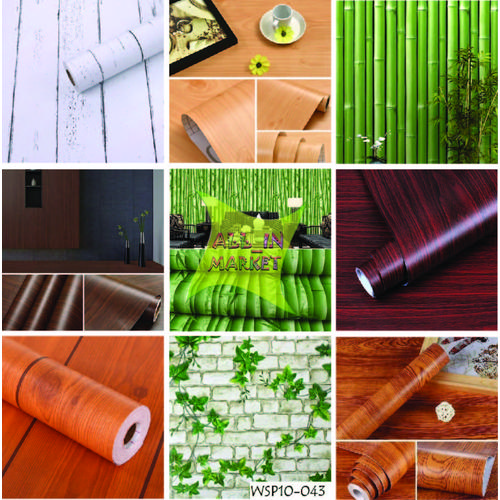 Jual Wallpaper Stiker Dinding 45Cm x10 Meter Motif Bambu Dan Kayu ...
