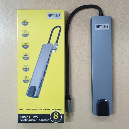 Jual USB 3.1 TYPE C TO HDMI LAN CARD READER USB TYPE C 8 IN 1 NETLINE ...