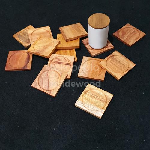 Jual square wood coaster 9 x 9cm tatakan gelas kayu persegi diameter Ø ...