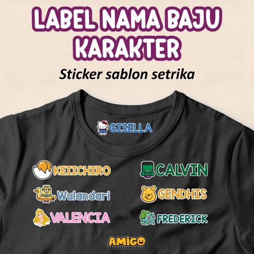 Jual Label Baju Karakter Sticker Baju Kain Stiker Setrika Name Tag ...