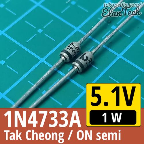 Jual 1N4733 Diode Zener 5.1V / 5V1 1W Tak Cheong / ON semi 1N4733A ElanTech - Jakarta Pusat ...
